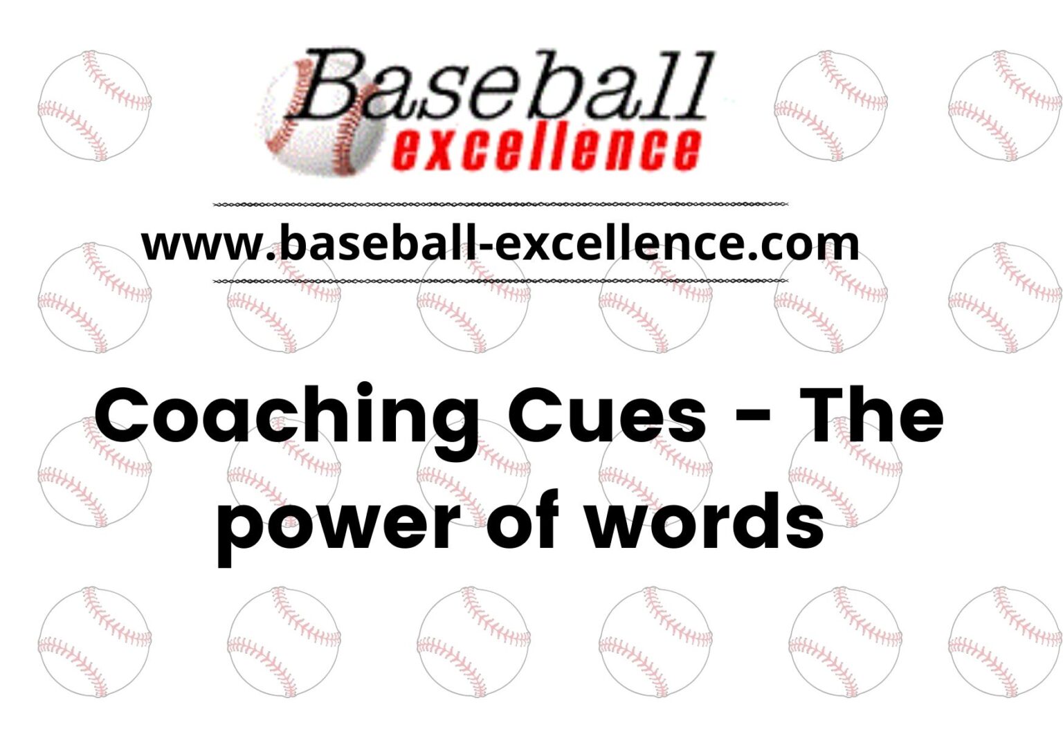 Coaching Cues - The Power of Words - Baseball Excellence
